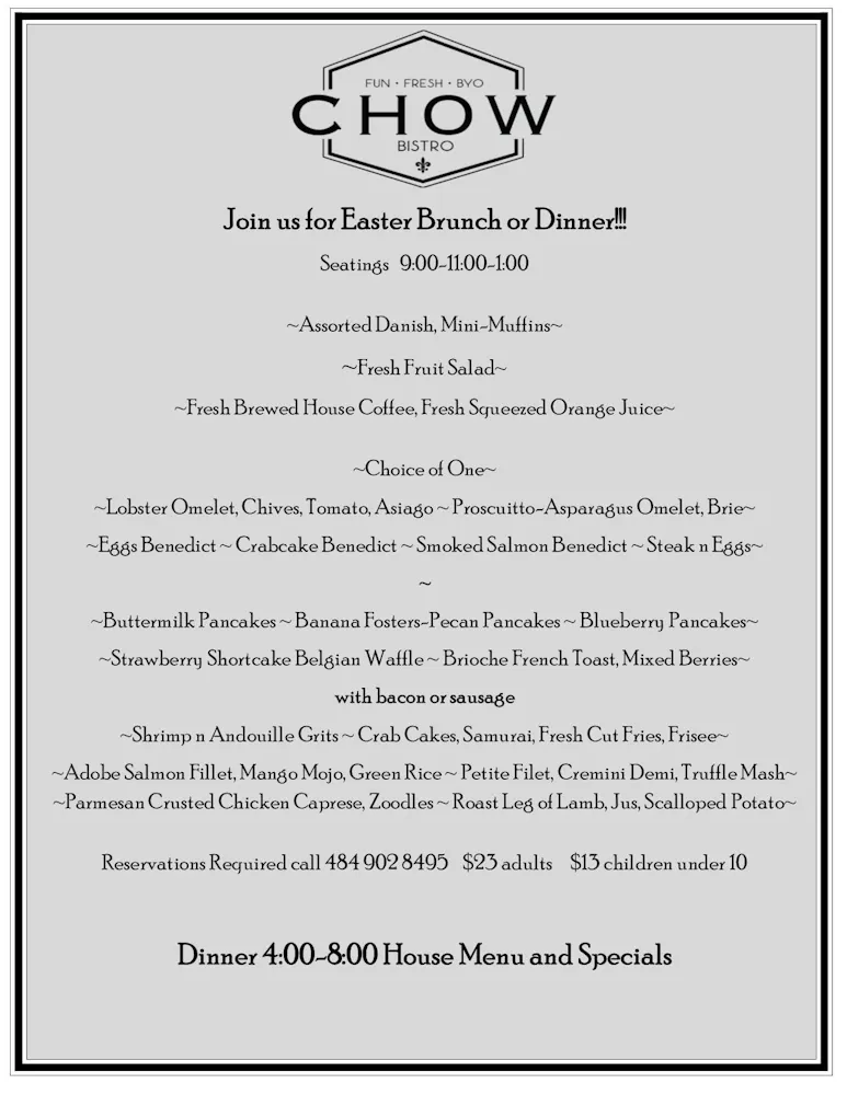 Menus | Chow Bistro