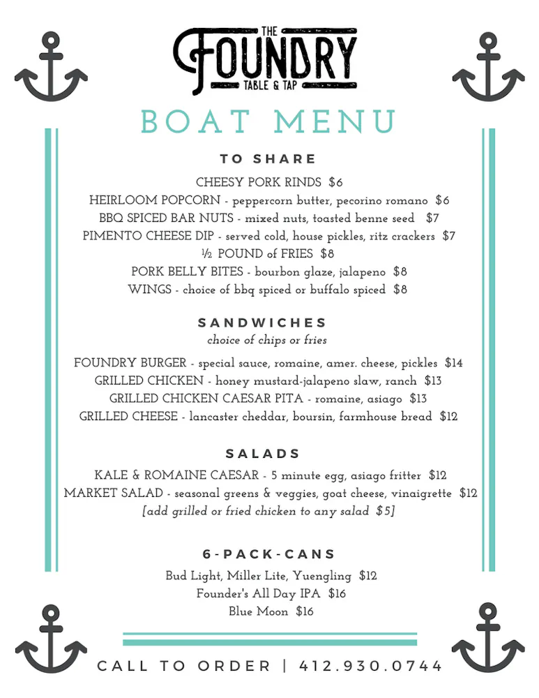 Boat Trip Menu