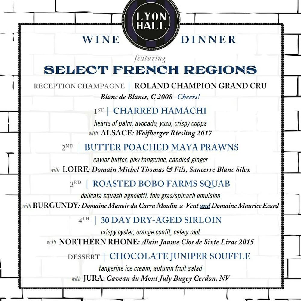 French Wine Dinner | Lyon Hall
