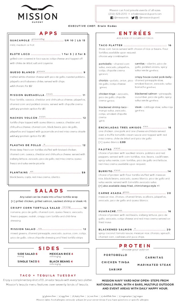 Menus | Mission Dupont