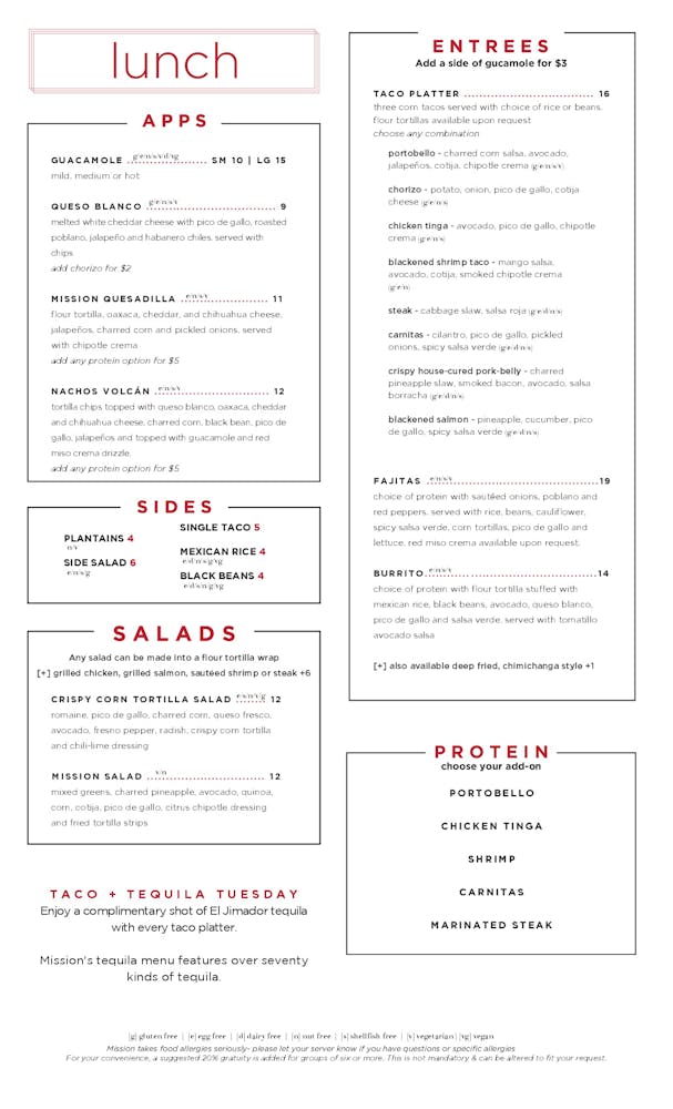 Menus | Mission Dupont