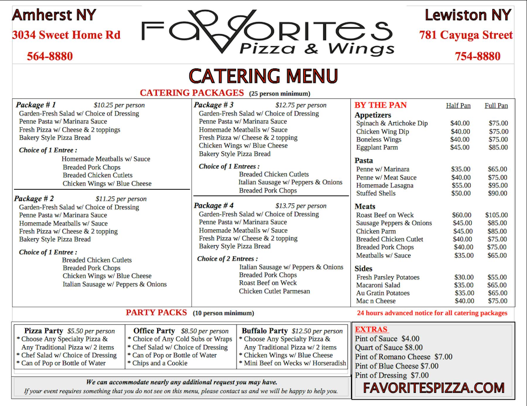 Catering | Favorites Pizza